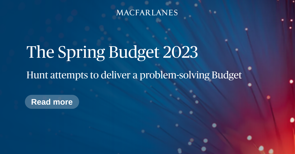 Hunt attempts to deliver a problem-solving Budget - Macfarlanes