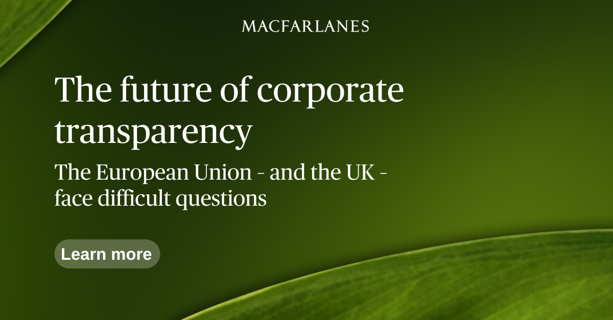 The future of corporate transparency - Macfarlanes